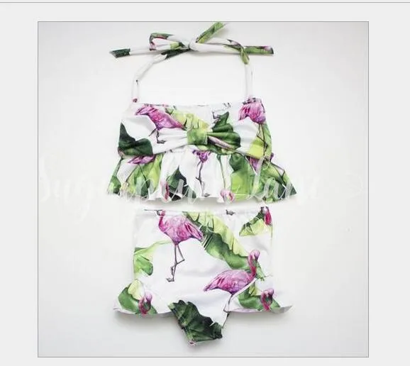 LY167 Toddler Girl Flamingo Tankini Swimwear Set Baby Bikini Bathing ...