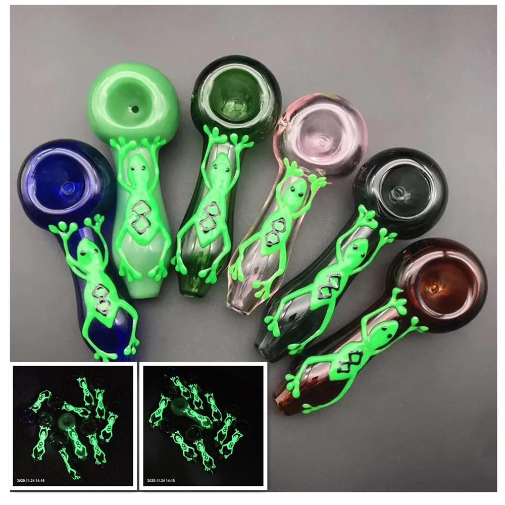 Luminous Frog Glass Pipe | 4.1 Inch Glow In The Dark Tobacco Smoking ...