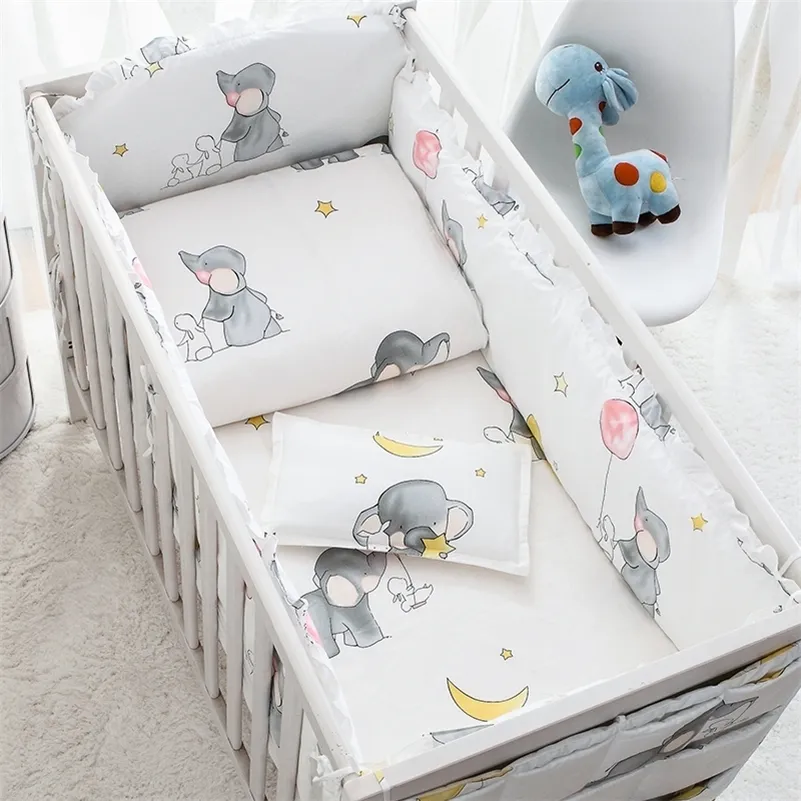 Bedding Cotton Cartoon Crib Bumper Linens Protective Case Cot Sheet ...