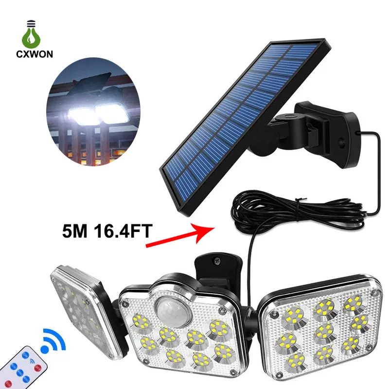 138leds 3head Solar Motion Sensor Light For Garden IP65 Waterproof ...