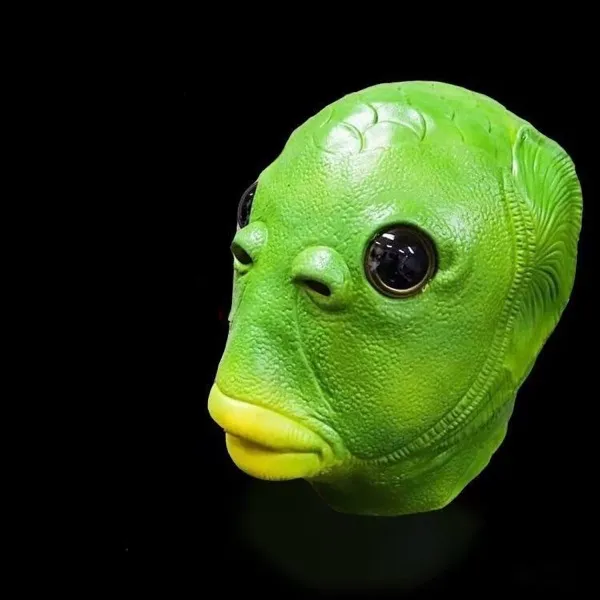 Giant Head Mask Hilarious Green Fish Full Head Mask, Sculpted Sand ...