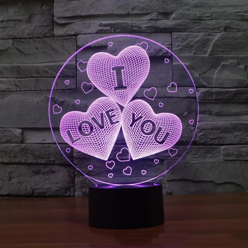 3D LED Acrylic Night Light, Colorful Illusion Base Lamp For Bedroom ...