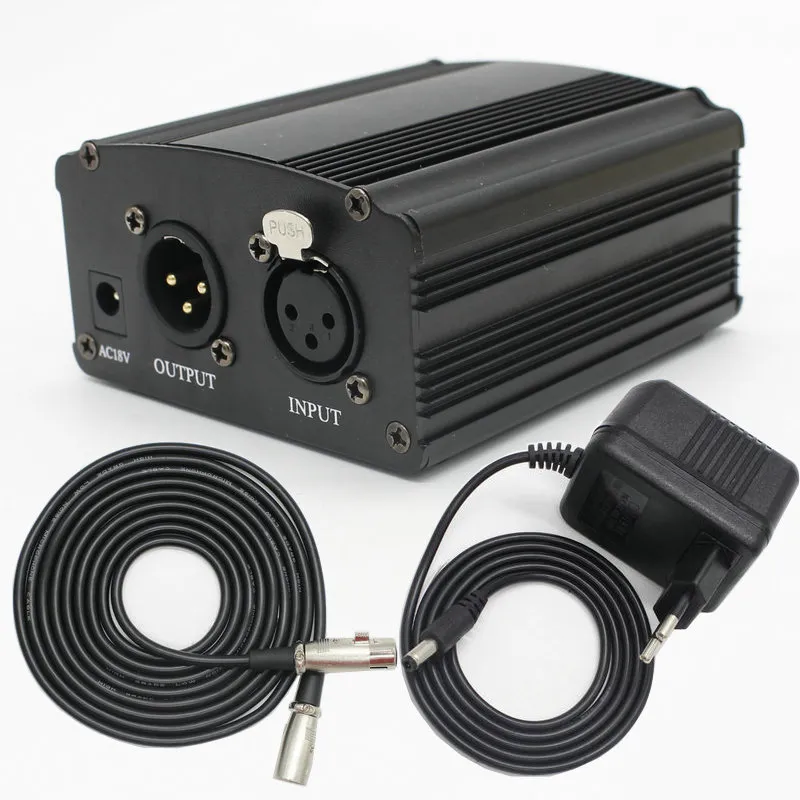 Professional 48V Phantom Power Supply with 2.5M XLR Cable for Condenser ...