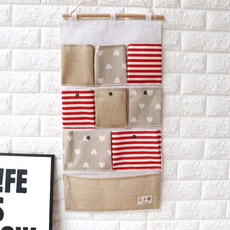 Cotton Hanging Storage Bag 8 Pockets Wall Mounted Wardrobe Hang Bag ...