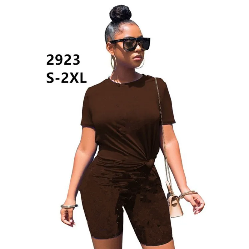Womens 2X Plus Size Brown Two Piece Short Set: Casual Summer 2024 ...