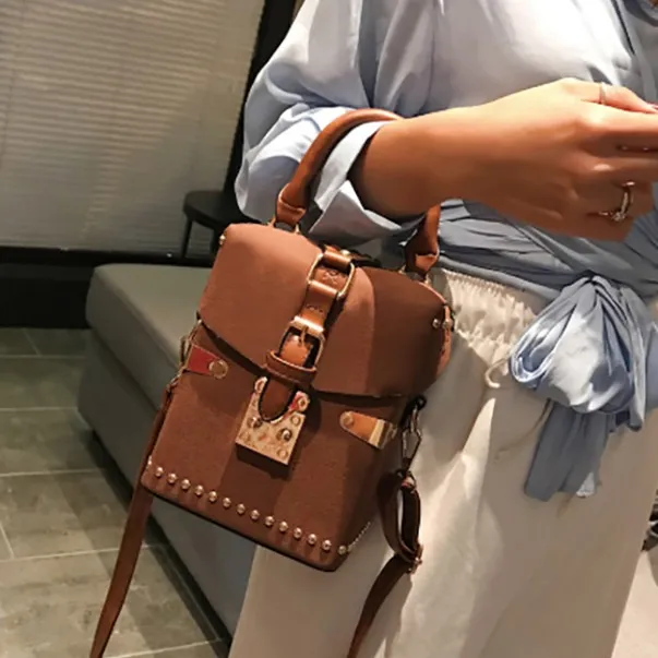 Designer Rivet Studded Shoulder Bag For Women Square Shape Messenger ...