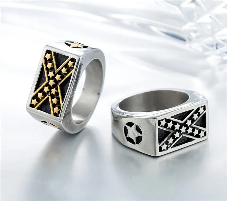 Army Rings For Men BLACK FLAG RING American Flag Design Steel Spinner ...