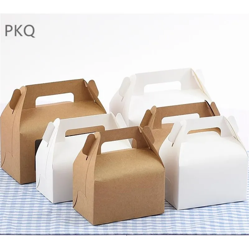 50 Kraft Paper Cupcake Boxes with Handle - Individual Cake Treat Boxes ...