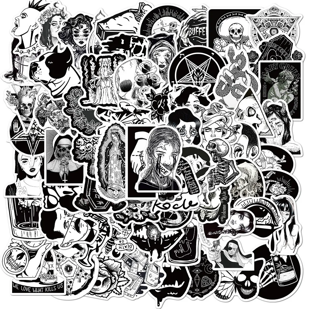 Black White Punk Goth Fashion Horror Graffiti Stickers For Motorcycle ...