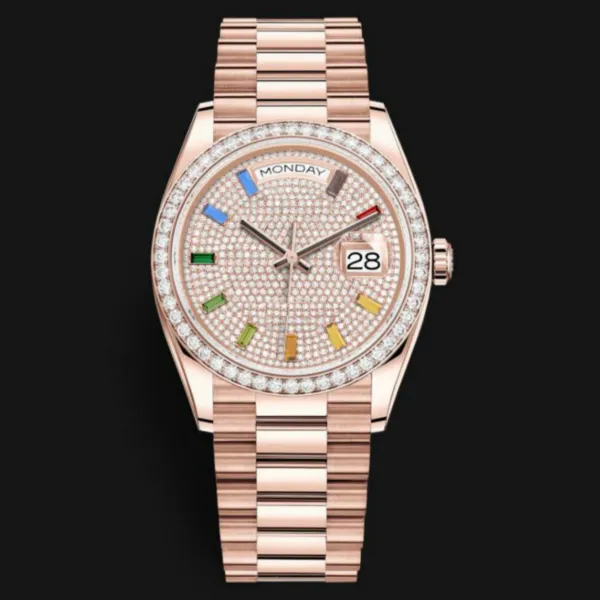 Classic Day Date Watch For Men Stainless Steel Waterproof Quartz ...
