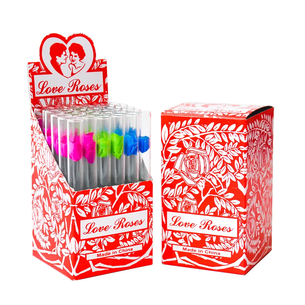 Glass Love Rose With Plastic Flower Inside Smoking Pipes In One Box ...