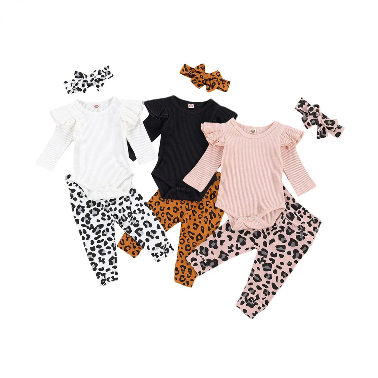 Infant Baby Girls Clothes Solid Color Flying Sleeve Ribbed Jumpsuit ...