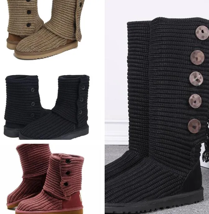 Classic Snow Boots: Women's Knit Boots With High Low Design, Warm ...