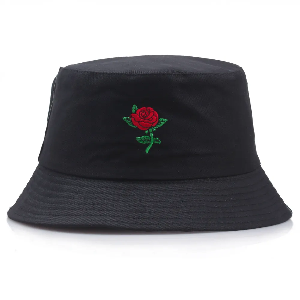 Stylish Rose Embroidered Tulip Bucket Hat For Men And Women Perfect For ...