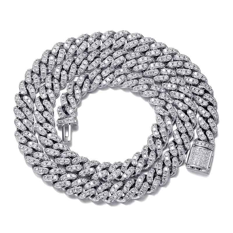 10mm Iced Out Box Buckle Cuban Chain Necklace for Men - Hip Hop Jewelry ...
