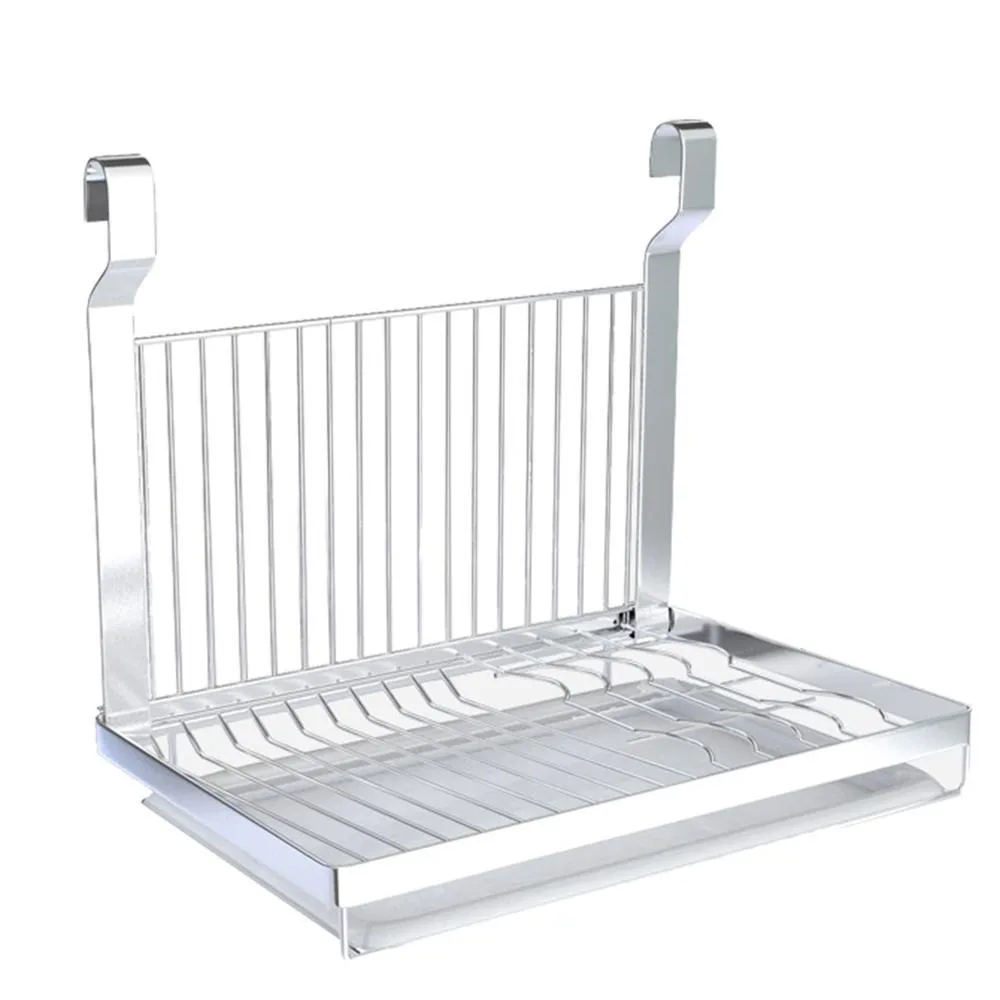 Stainless Steel Folding Hanging Dish Rack Draining Bowl Rack Plates ...