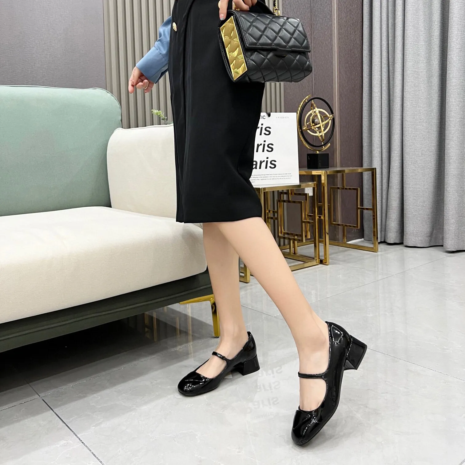 2022 Patent Leather Mary Jane Pumps | Round Toe Ankle Strap | Low ...