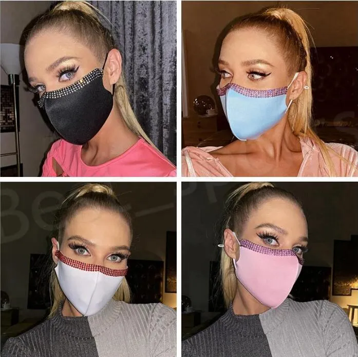 Masks Bling Bling Rhinestone Face Mask Women Crystal Stitching Fashion ...