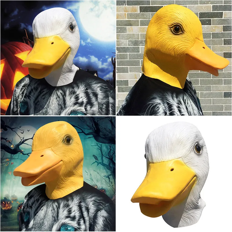 Yellow White Duck Halloween Mask Realistic Latex Full Face Mask For ...