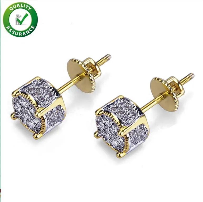 Diamond Stud Earrings Bling Iced Out CZ Rock Punk Wedding Gift Jewelry ...