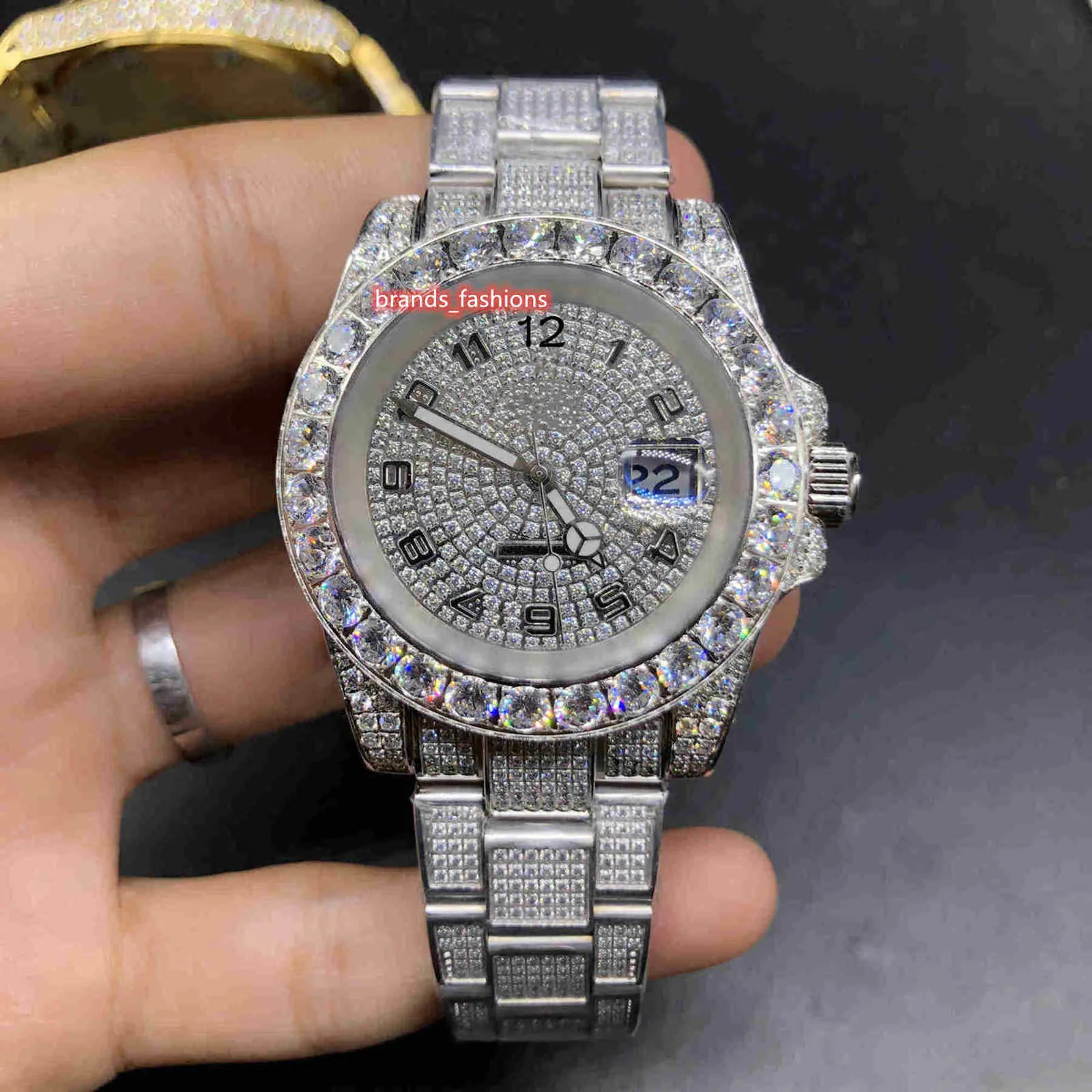 Mens Automatic Mechanical Watch With Silver Mens Diamond Wedding Bands ...
