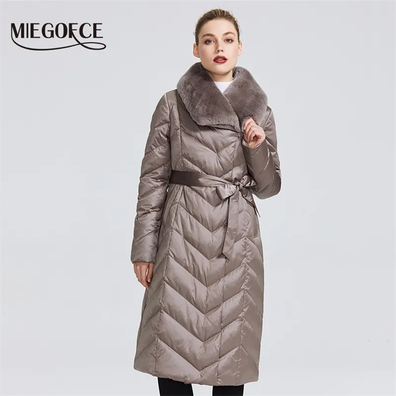 MIEGOFCE Women's Winter Coat with Rabbit Fur Collar: Windproof Parka in ...