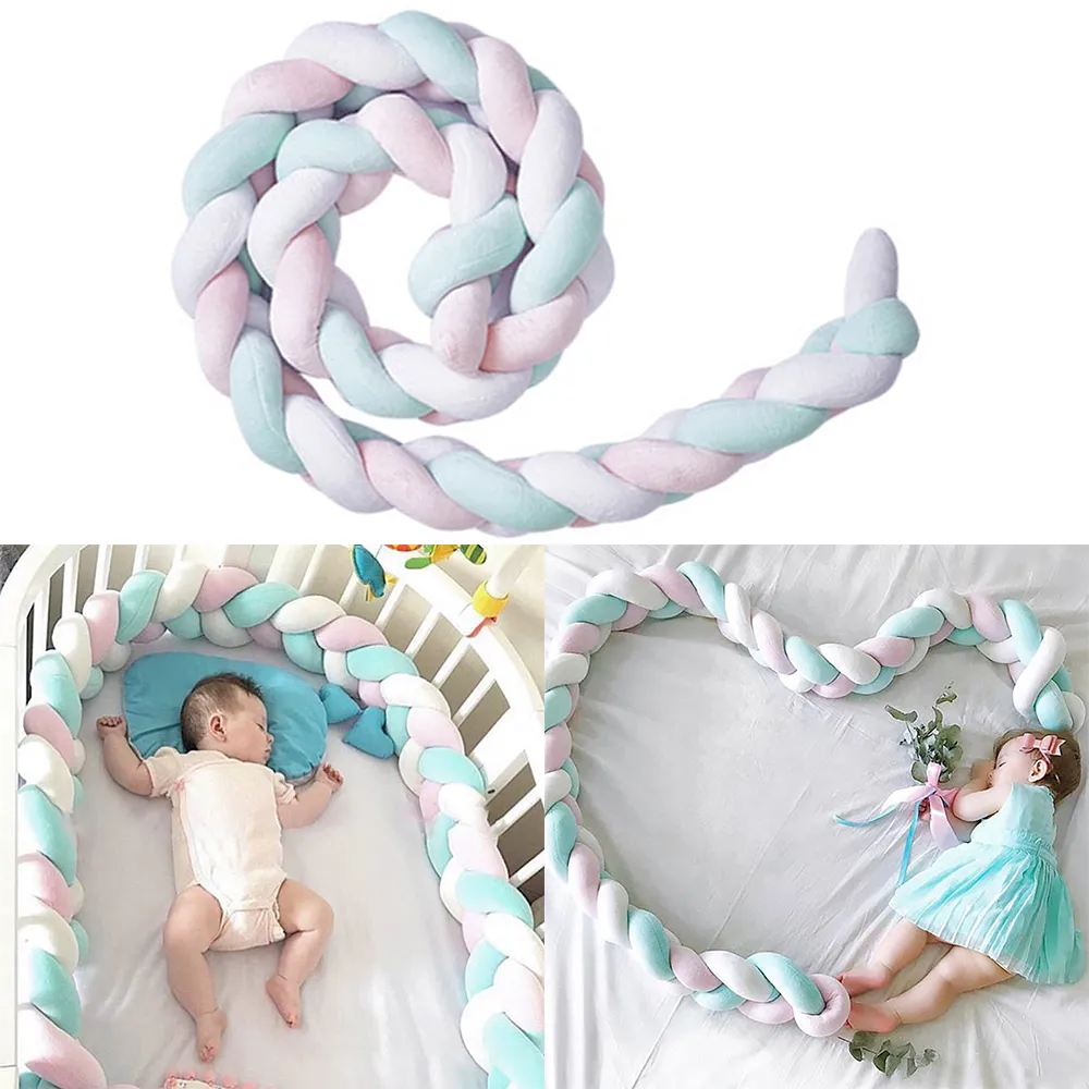 Soft & Colorful Knot Pillow Braided Crib Bumper - Safe Sleep for Baby 0 ...