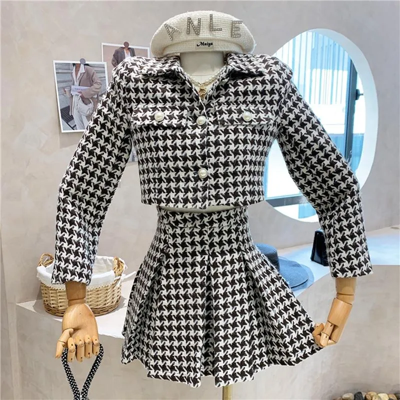 Vintage Tweed Two Piece Tweed Work Dress Set With Crop Top, Woolen ...