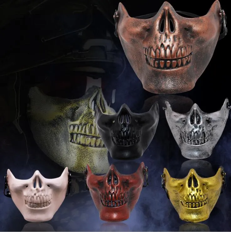Skeleton Masks Half Face Airsoft Tactical Warrior Mask For Halloween ...