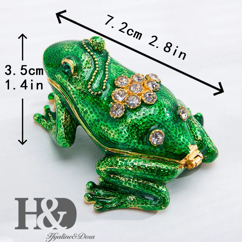 H&D Hand Painted Enamel Animal Figurine Crystal Jeweled Hinged Trinket ...