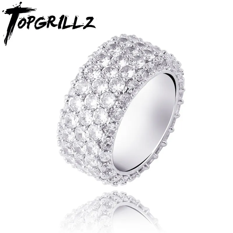 DHgate.com:Iced Out 5 Row Full CZ Bling Ring Gold Silver Mens Hip Hop ...