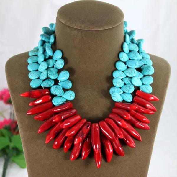 Gorgeous Orange And Teal Blue Baroque Coral Necklace Fashion African Wedding Beads Party Necklace Bridal Jewelry 2020 CNR037 From 57 03 DHgate