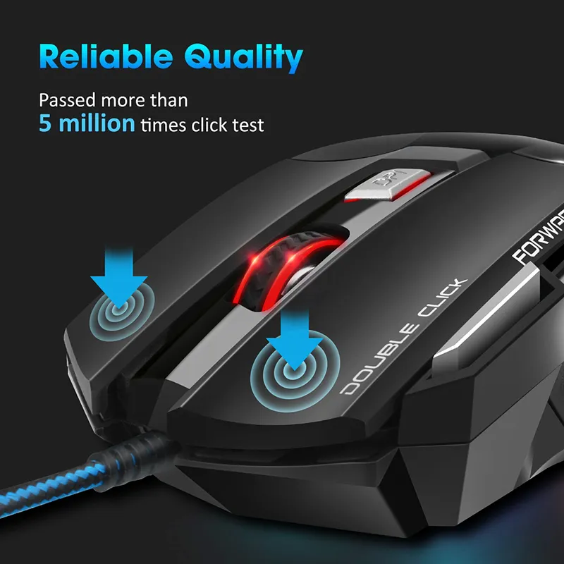 Computer Mouse Gamer Ergonomic Gaming Mouse USB Wired Game Mause 5500 DPI Silent Mice With LED ...