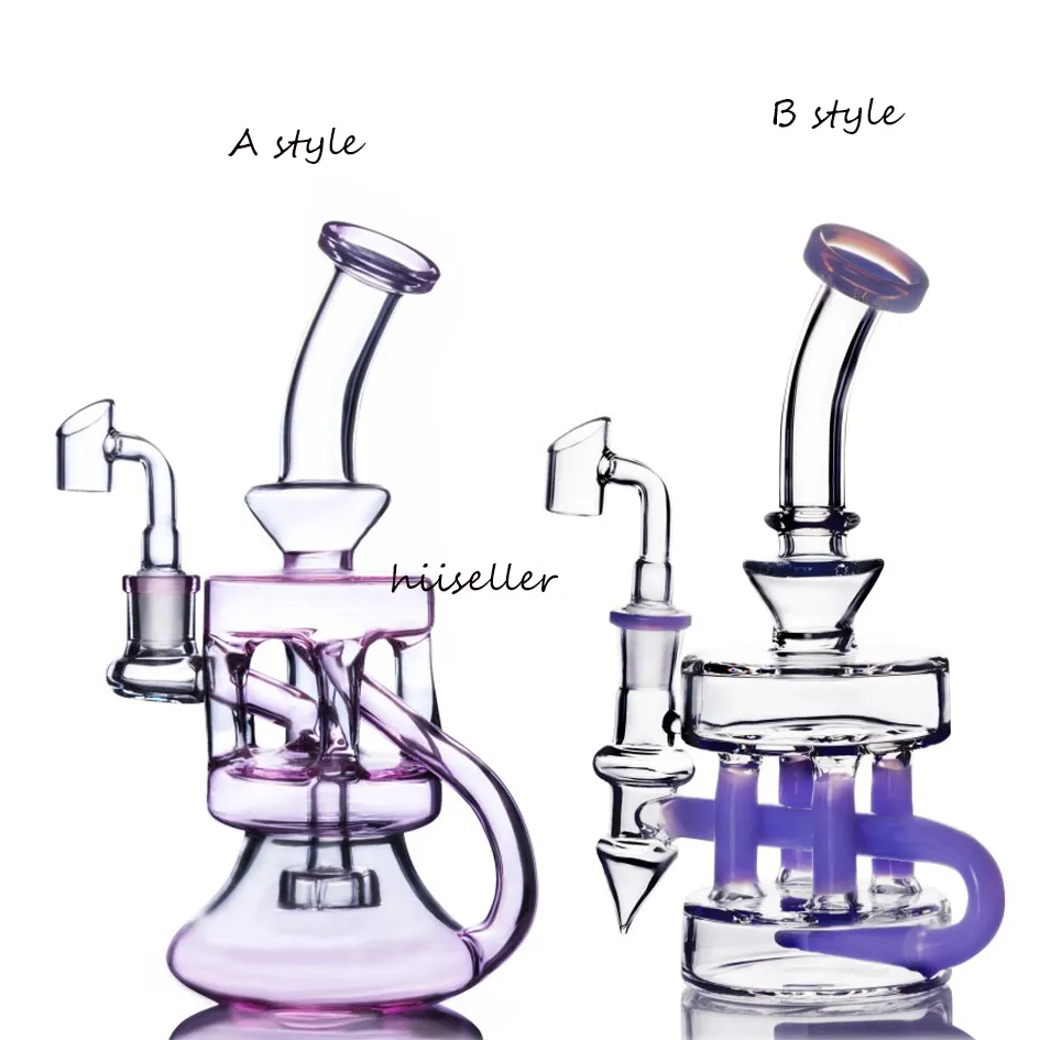 Wholesale Thick Glass Pink Beaker Base Bong With Recycler And 14mm ...