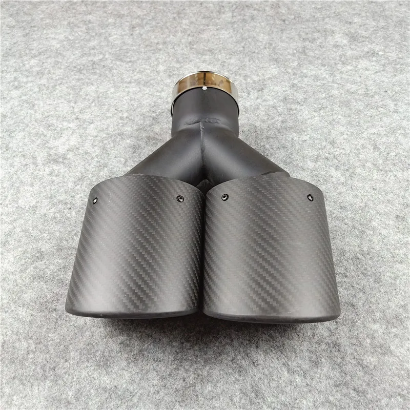 Matte Black Exhaust Pipe Y Model Double OUT Carbon Fiber +Stainless ...