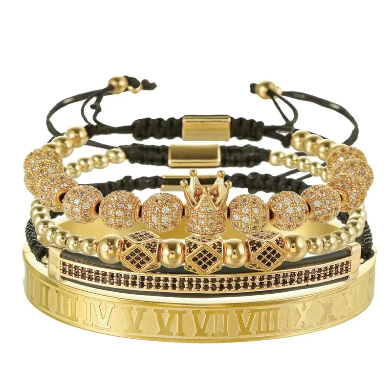 Stylish Copper Bracelet with CZ Ball Beads & Roman Numerals - Best ...