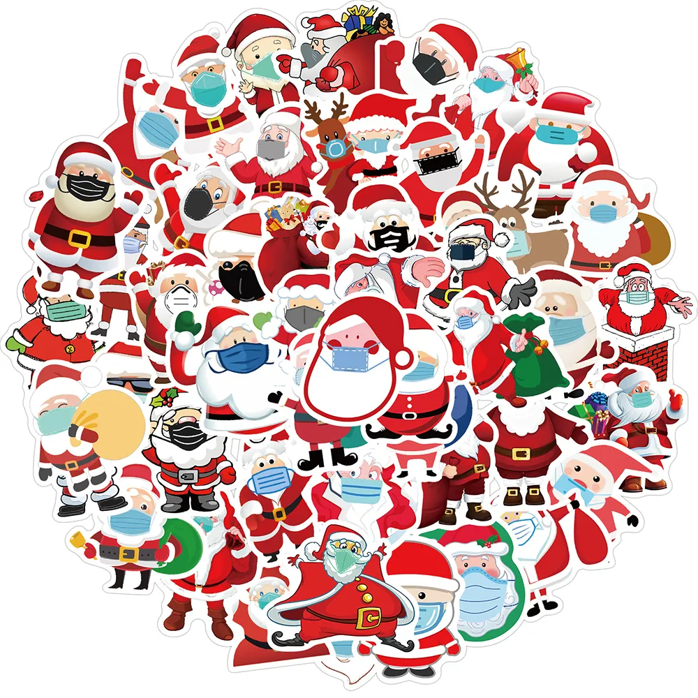 Christmas Stickers For Windows, Festive Vinyl Decals Santa Claus Theme ...