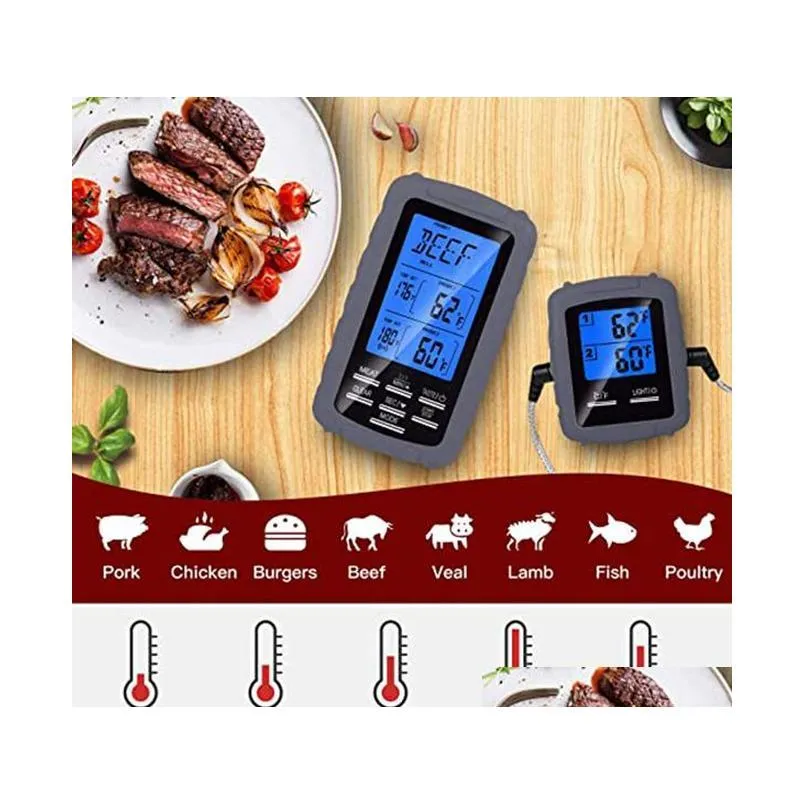 Wireless Meat Thermometer With Dual Probes BBQ, Oven, Smoker, Kitchen ...
