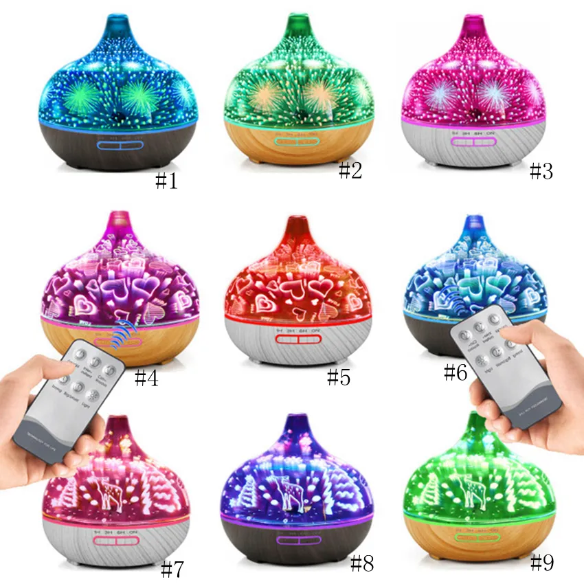 400ML Electric Humidifier 3D Glass Air Humidifier Aroma Essential Oil ...