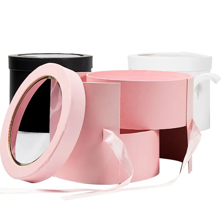 Double Layer Round Flower Paper Box Ites Rose Bouquet Gift Packaging ...