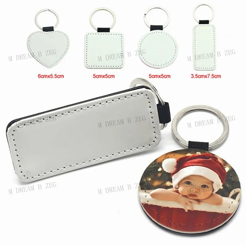 DHL Sublimation Key Chain Blank PU Leather Keychain Hot Transfer ...