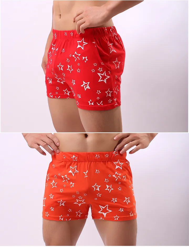 Soft Cotton Printed Men's Boxers Shorts, Breathable Loose Home ...