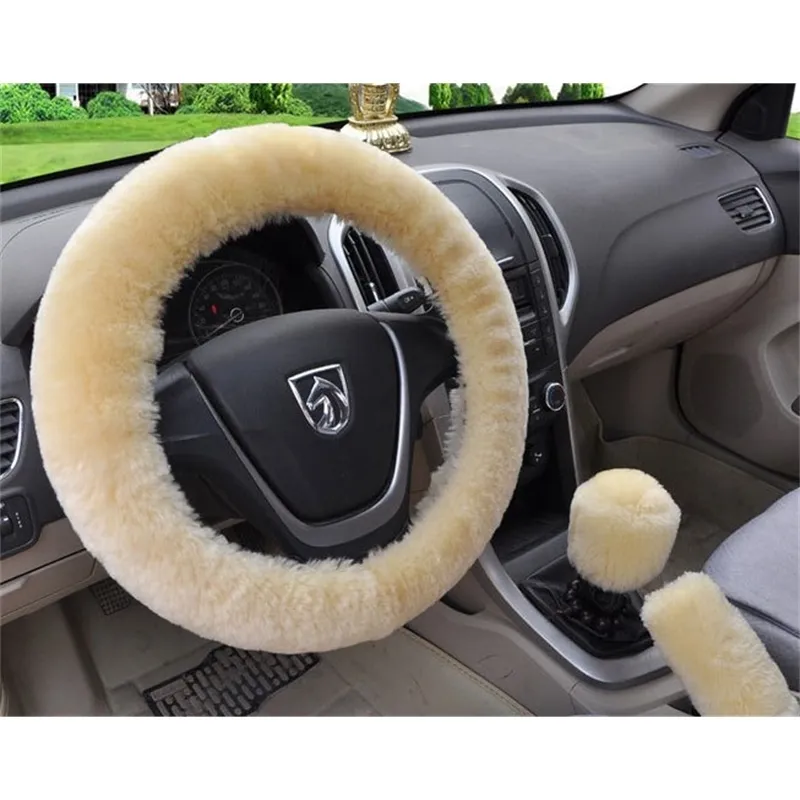 Winter Warm Wool Plush Steering Wheel Covers Autozone Cover Gearshift ...