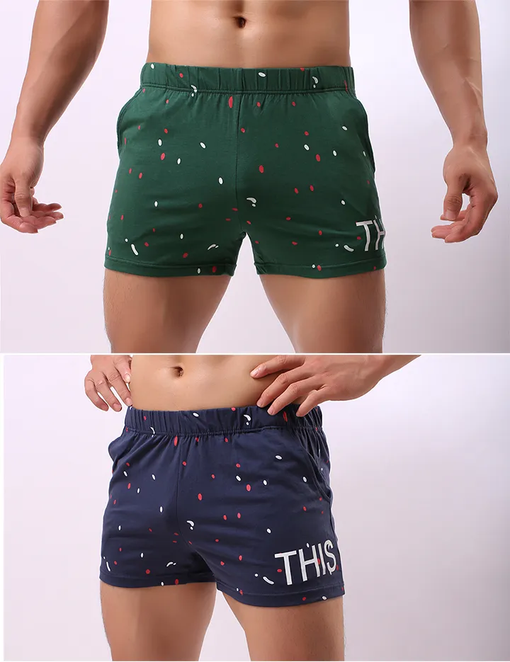 Soft Cotton Printed Men's Boxers Shorts, Breathable Loose Home ...