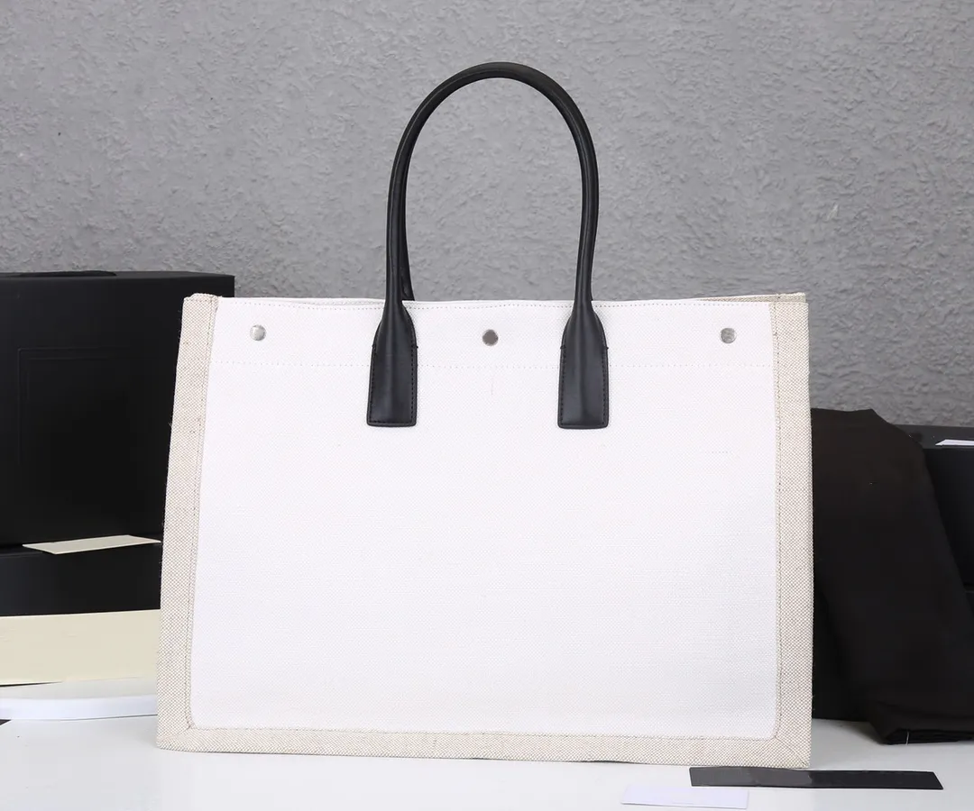 Luxury Designer Women Rive Gauche Tote Bag Classic Linen Leather Bags ...