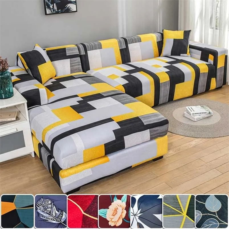 Geometry Corner Sofa Cover for Living Room Elastic L Shape Couch ...