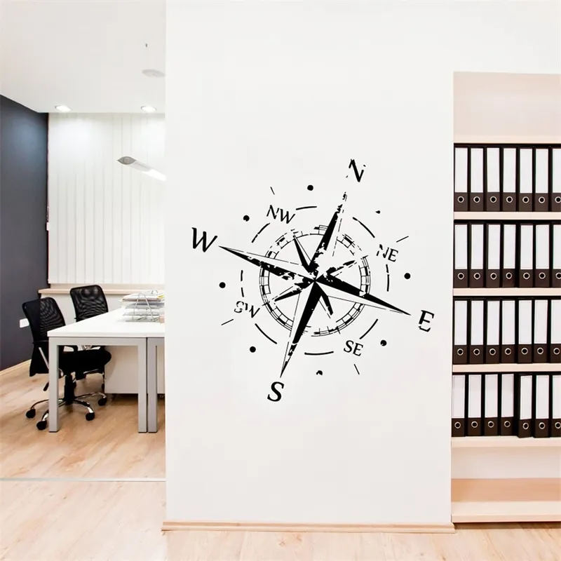 Nautical Compass Pink PVC Vinyl Wall Decal Small Static Cling for Home ...