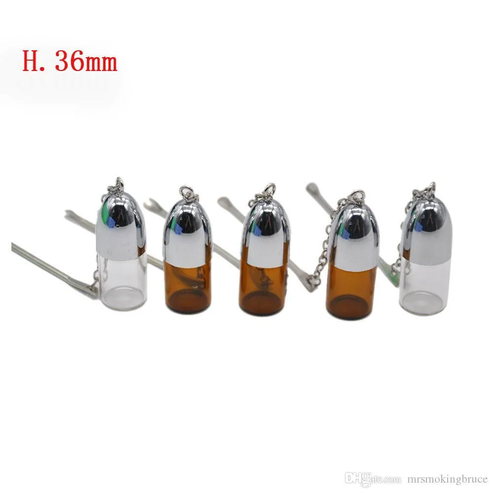 SmokeCraft Glass Snuff Bullets Clear/Brown With Metal Spoon & Pill Box ...