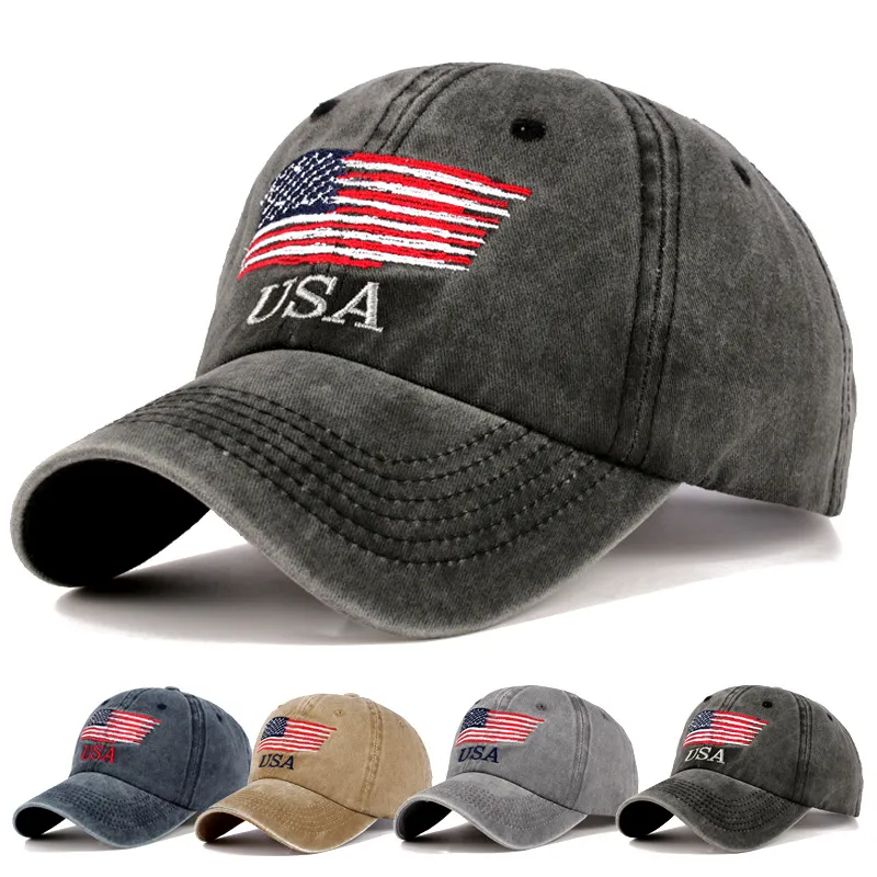 American Flag Baseball Cap Cotton Spinning Embroidered USA Peaked Cap ...