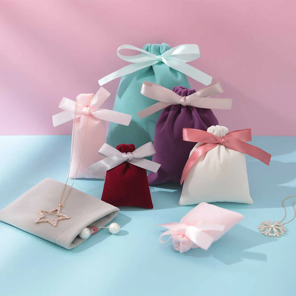 50 Velvet Ribbon Gift Bags: Custom Drawstring Pouches for Jewelry ...